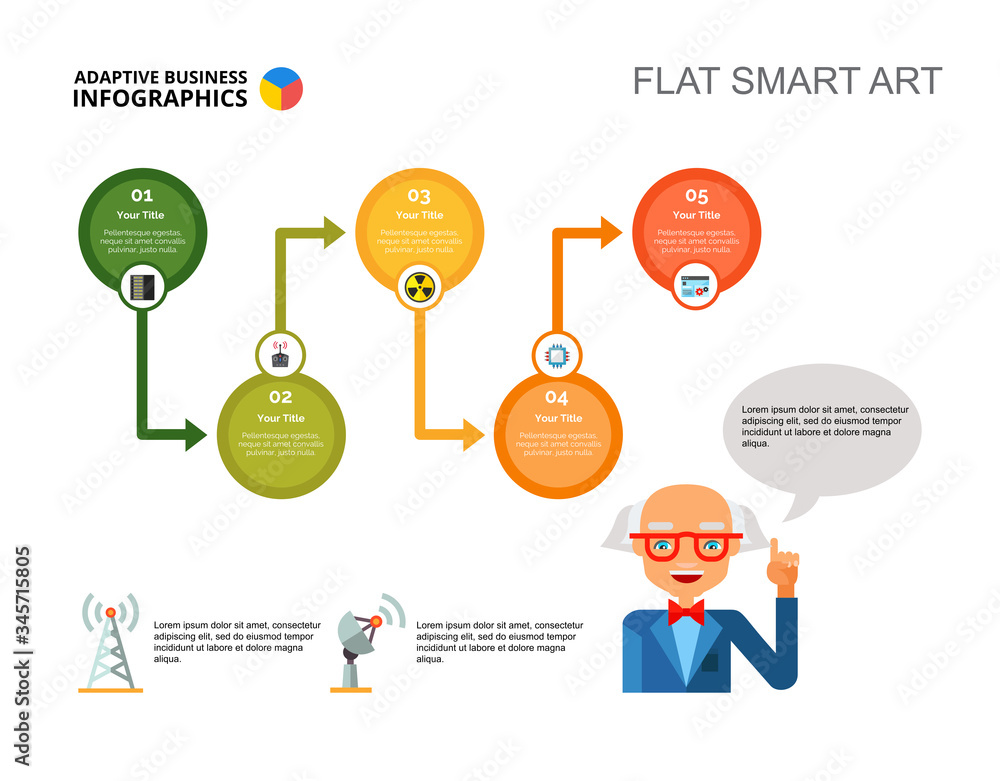 Five steps process chart slide template. Business data. Step, diagram ...