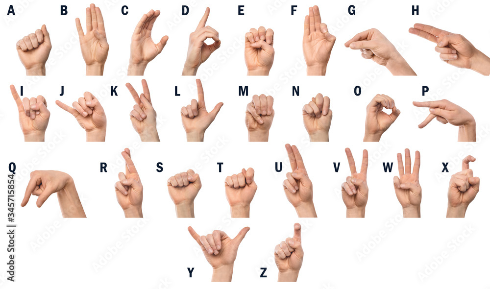 Finger Spelling the Alphabet in American Sign Language ASL Stock Photo ...