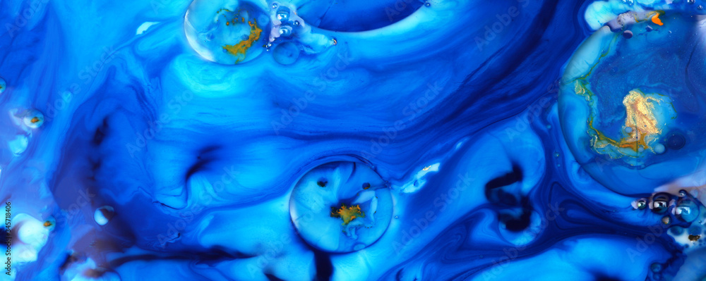 Abstract bubble and wave background. Marble texture. Acrylic color in ...