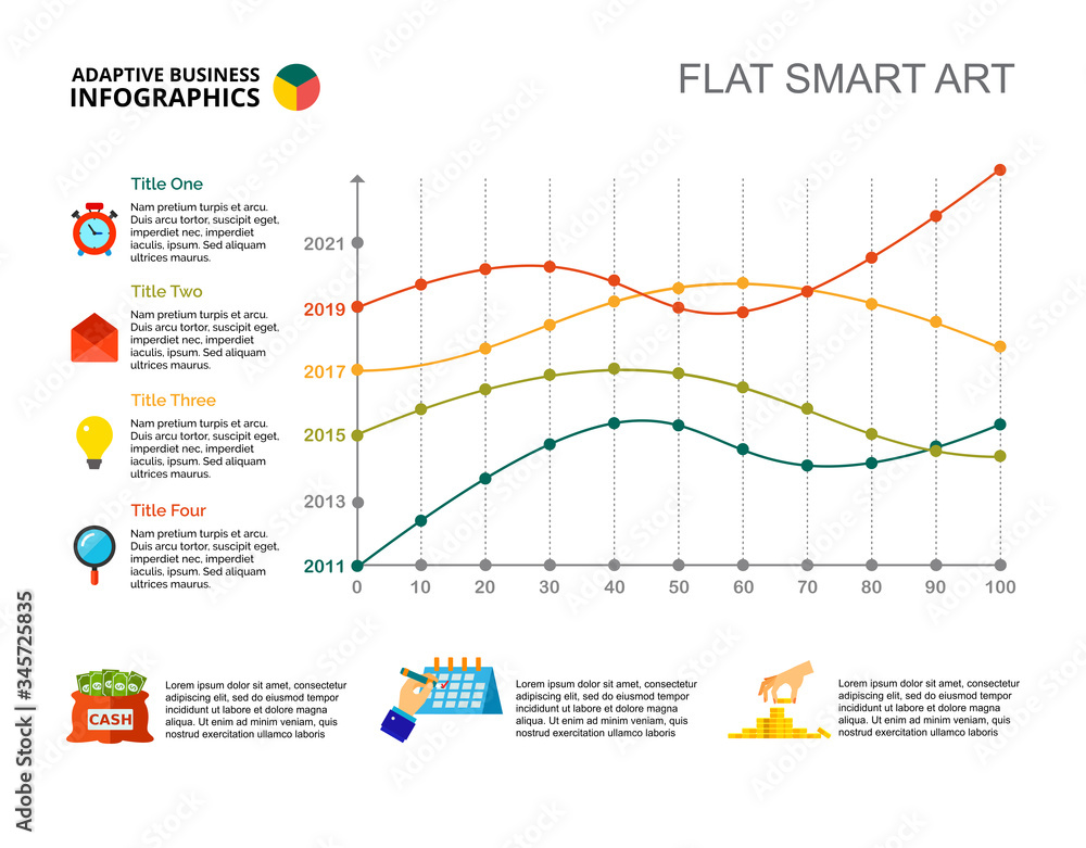 Four line charts. Business data. Progress, point, design. Creative ...