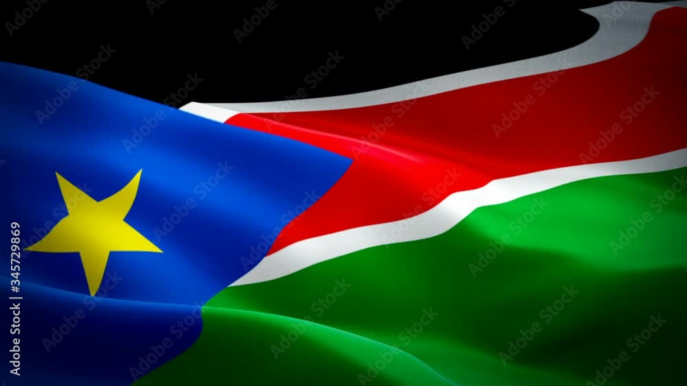 South Sudan waving flag. National 3d Sudanese flag waving. Sign of ...
