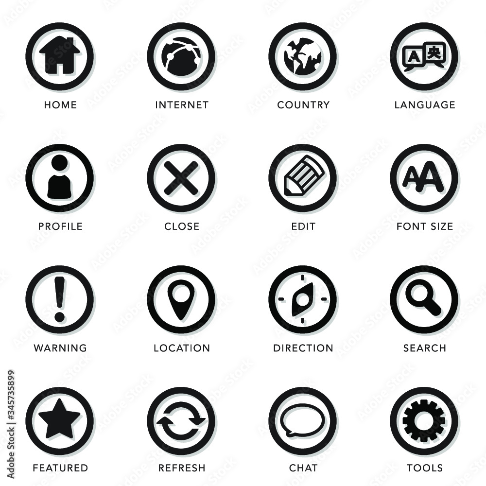 Navigation Icon Set Stock Vector | Adobe Stock