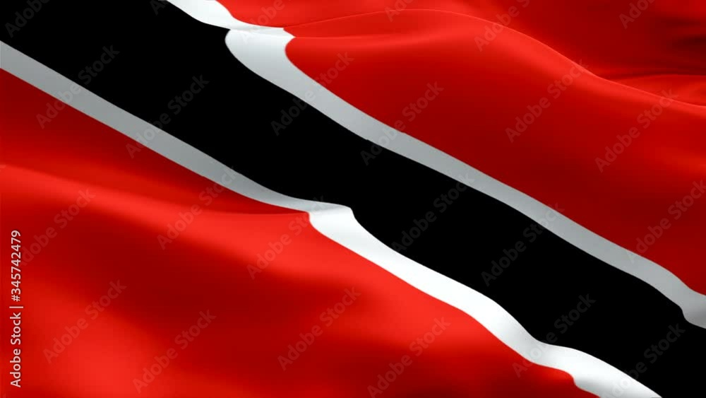 Trinidadian flag Closeup 1080p Full HD 1920X1080 footage video waving ...
