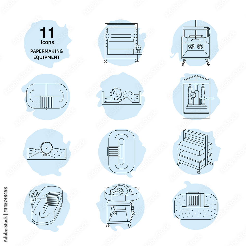 Vector illustration. Thin line icon set of equipment for hand ...