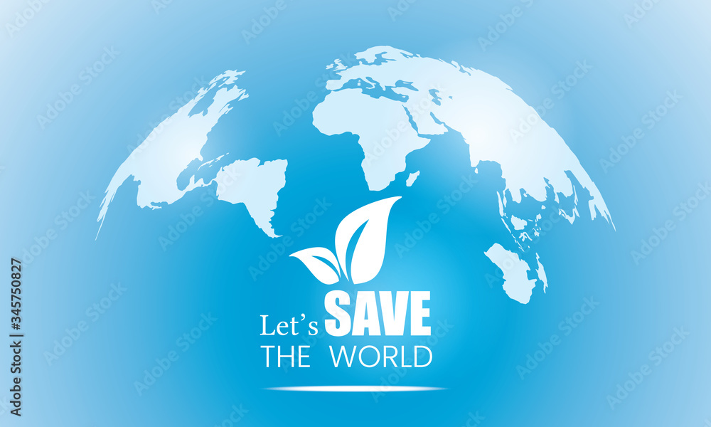 World map symbol Save the world concept.Green and blue color tone.There ...