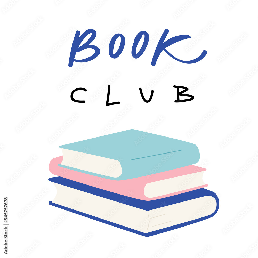 Cartoon hand drawn vector Illustration of books with calligraphy text ...