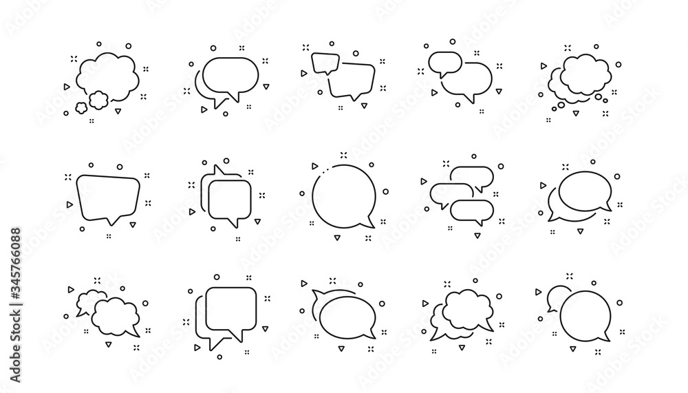 Social media message, comic bubbles and chat. Speech bubbles line icons ...