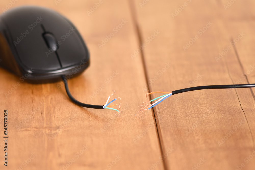 Broken mouse with broken cable, no internet access. Stock Photo | Adobe ...