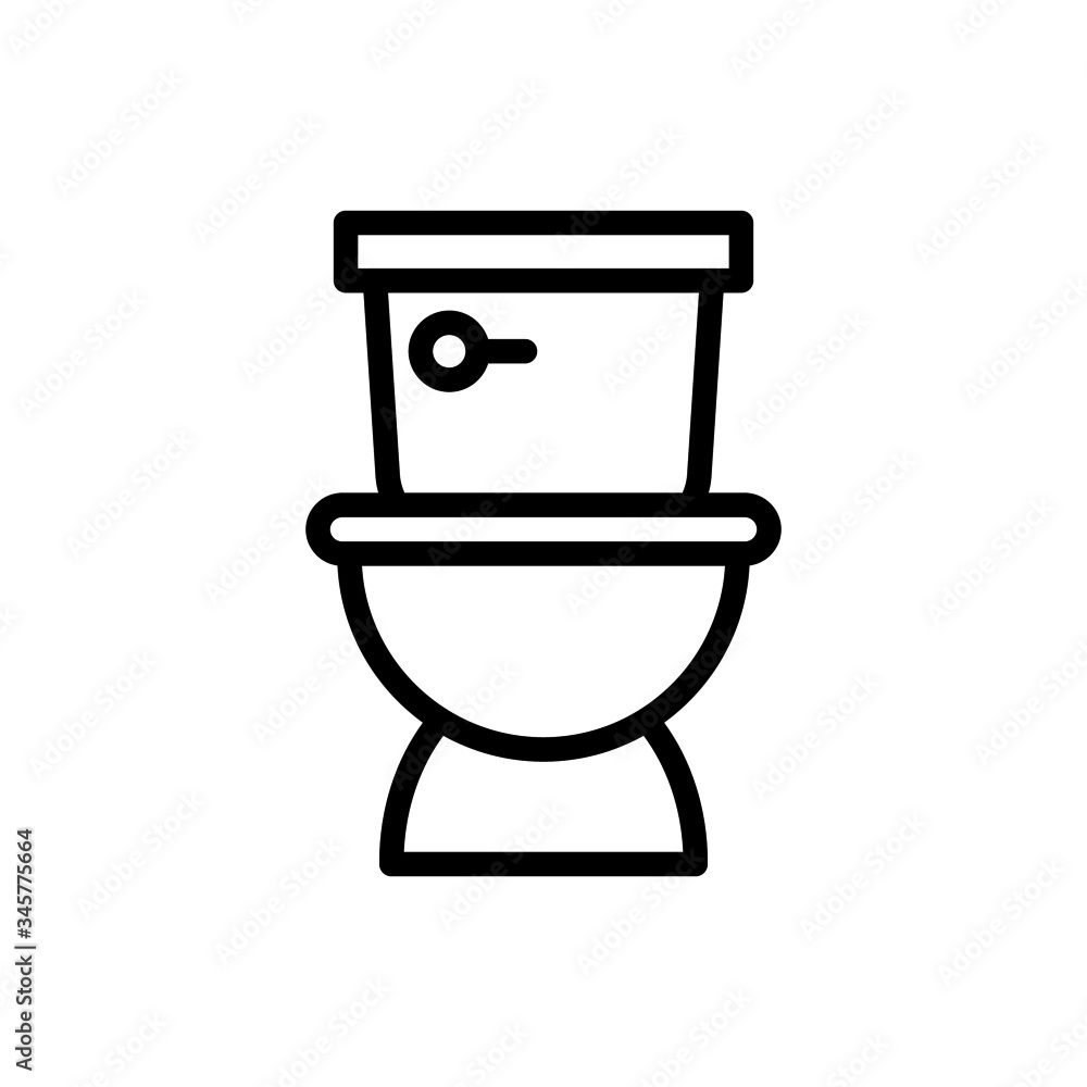 Toilet icon vector in lineout style on white background, Toilet ...
