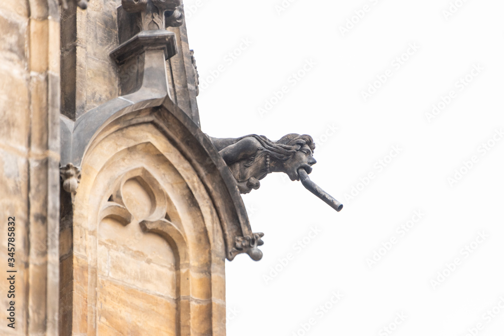 Close up view of gargoyle in the Cathedral church Sacred Vitus in ...