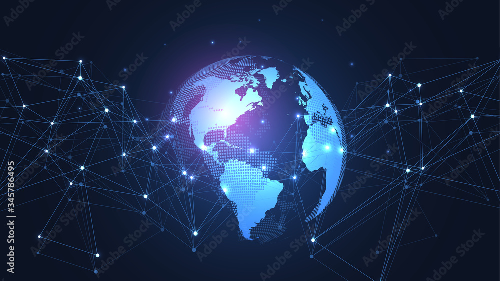 Global network connection concept. Big data visualization. Social ...