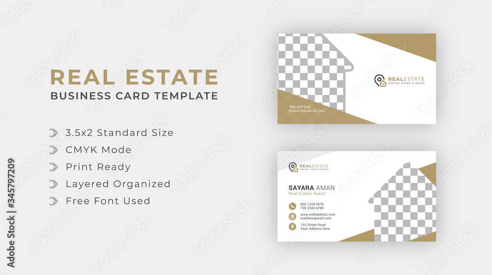 Real estate business or visiting card template Stock Vector | Adobe Stock