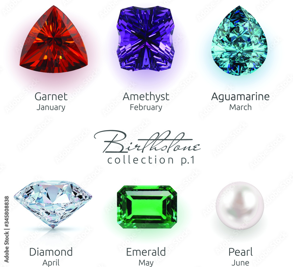 Realistic Birthstones collection part 1 Stock Vector | Adobe Stock