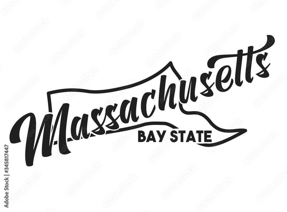 Vector image of Massachusetts. Lettering nickname Bay State. United ...