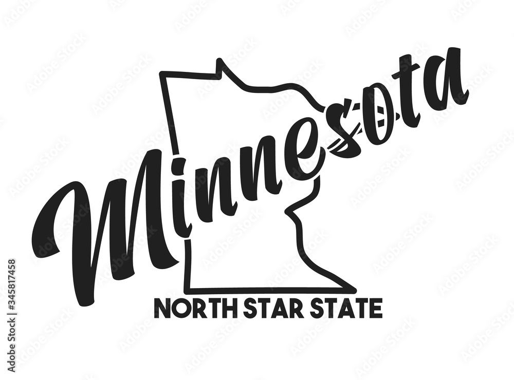 Vector image of Minnesota. Lettering nickname North Star State. United ...
