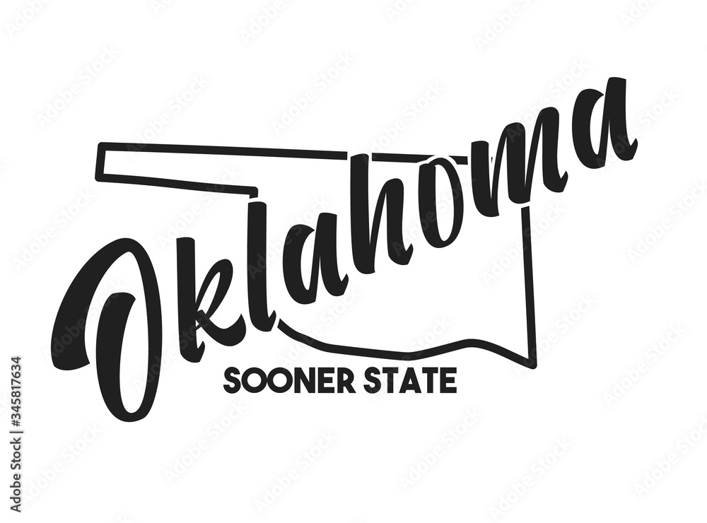 Oklahoma vector silhouette. Nickname inscription Sooner State. Image ...