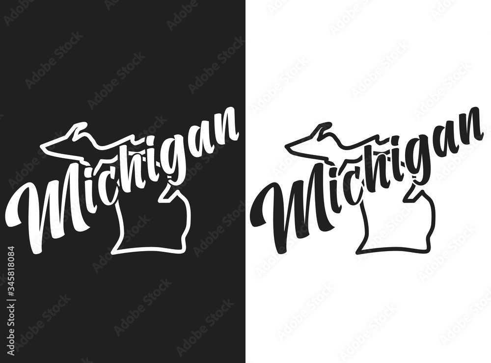 Vector logo of state Michigan. Illustration of the USA states emblema ...