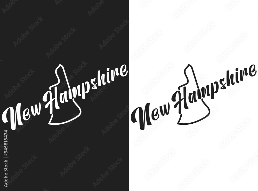 Vector illustration of New Hampshire. Monochrome logo of the USA state ...