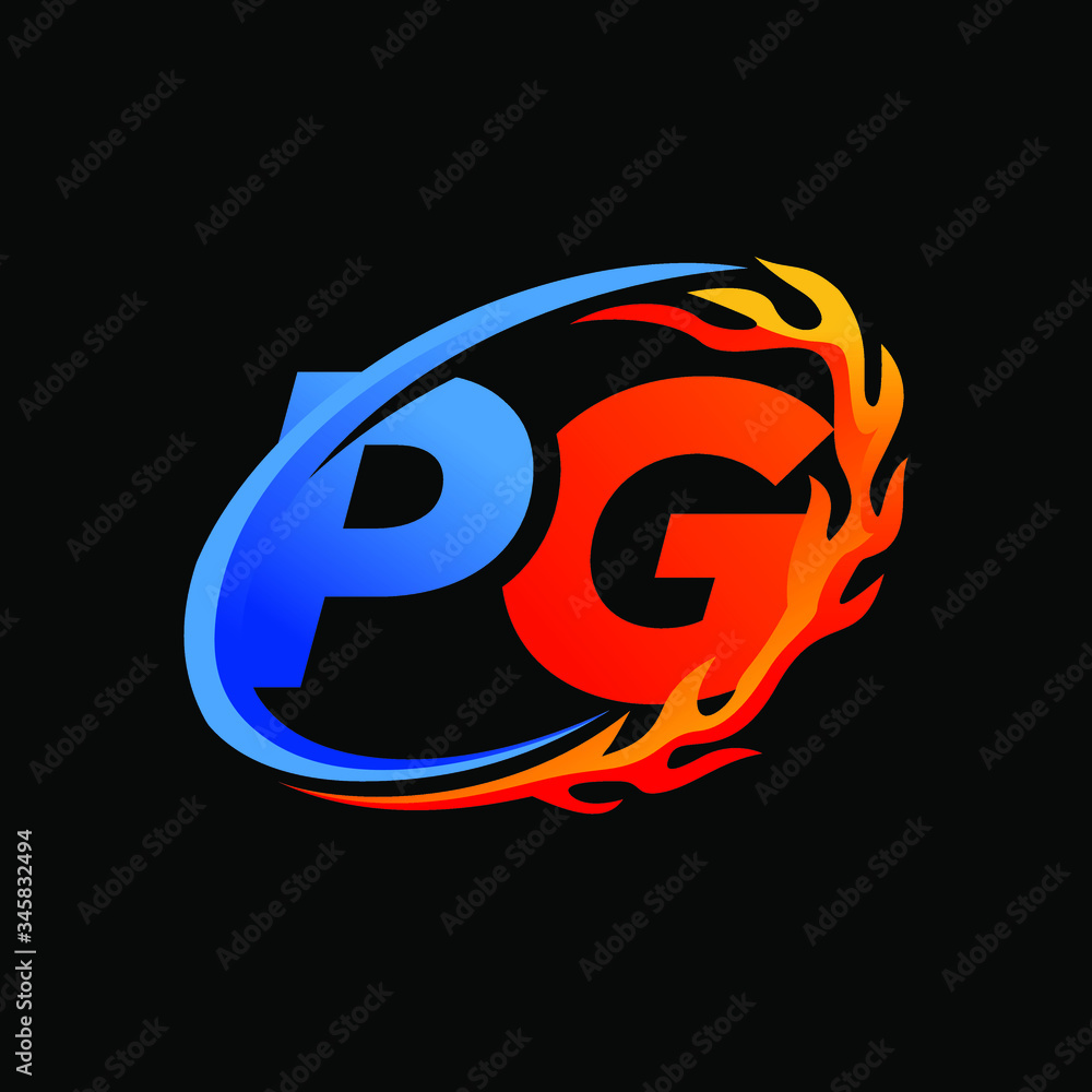 Initial Letters PG Fire Logo Design Stock Vector | Adobe Stock