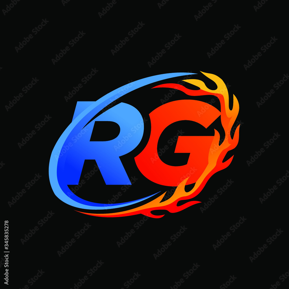 Initial Letters RG Fire Logo Design Stock Vector | Adobe Stock