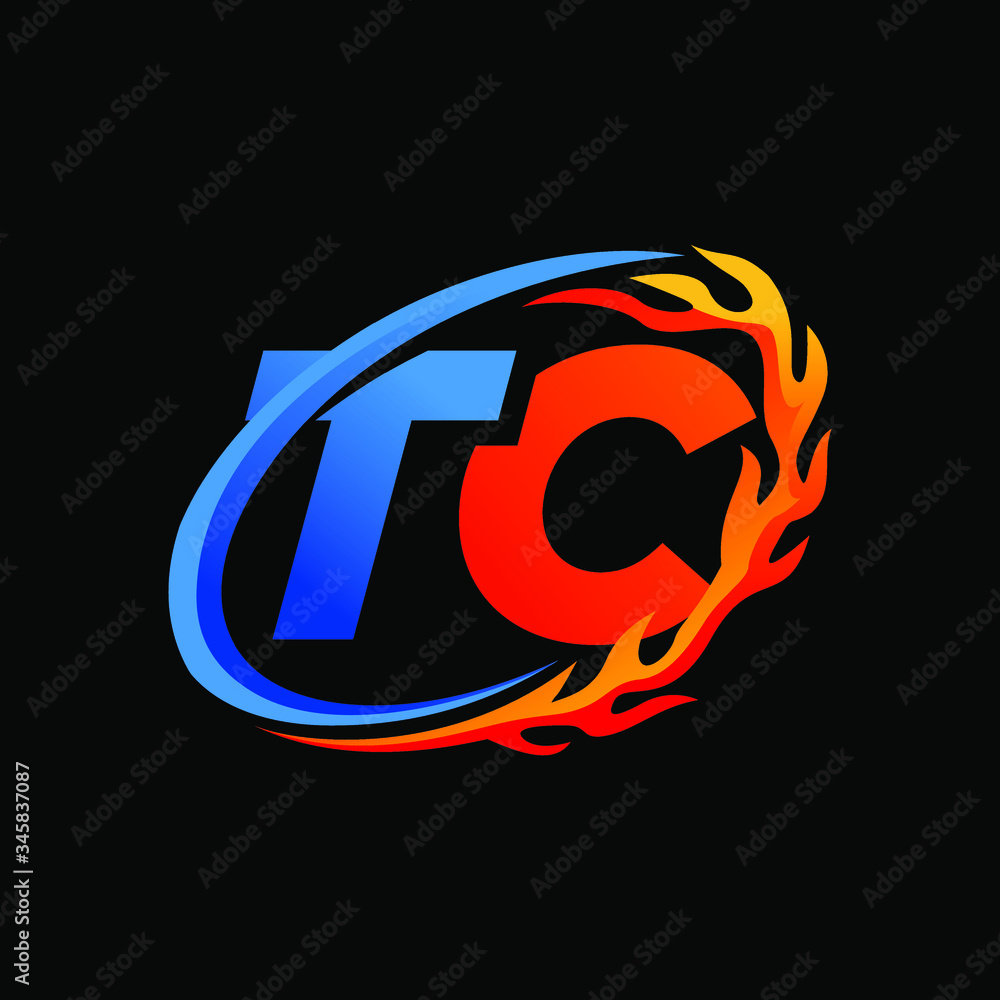Initial Letters TC Fire Logo Design Stock Vector | Adobe Stock