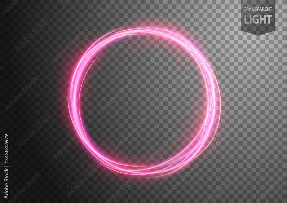 Abstract pink wavy line of light with a transparent background ...