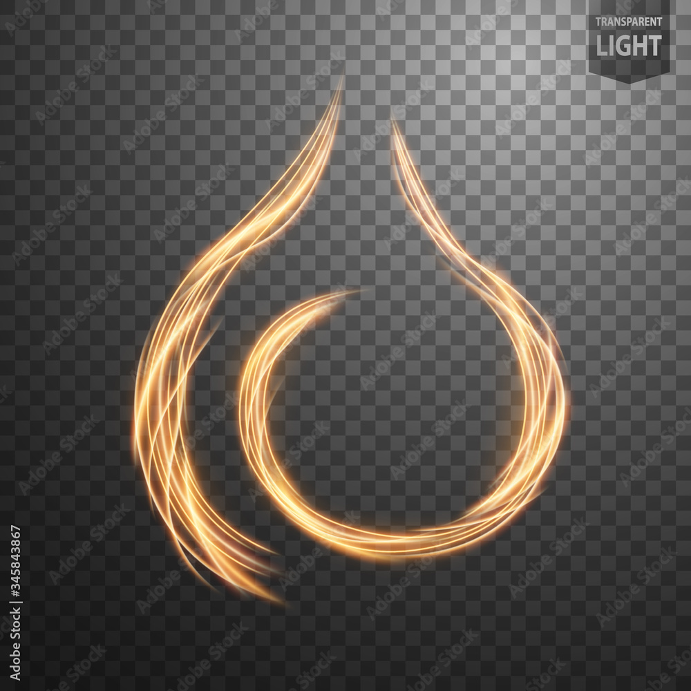 Abstract gold fire line of light with a transparent background ...