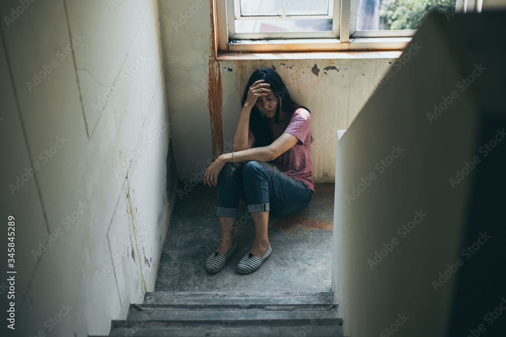 sad serious woman.depressed emotion panic attacks alone young people ...