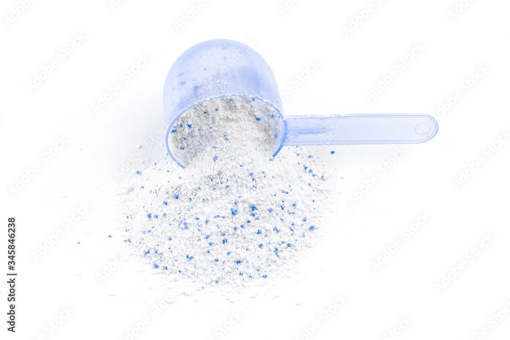 Detergent powder. Wash soap texture with cup for laundry isolated on ...