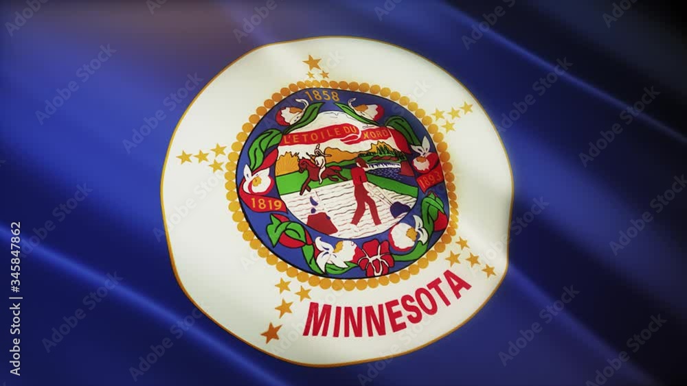 4k Minnesota flag;State in United States America;cloth texture slow ...