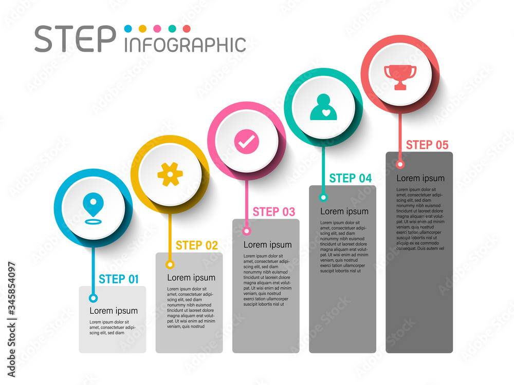 Bar chart shape elements with steps,road map,options,graph,milestone ...