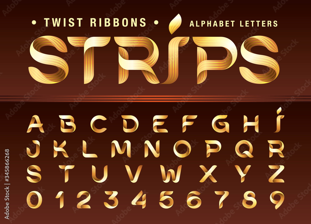 Vector of Twist Ribbons Alphabet Letters and numbers, Modern Origami ...