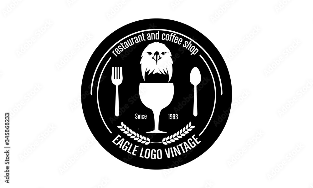 logo of the restaurant's emblem, vintage style with an eagle theme ...