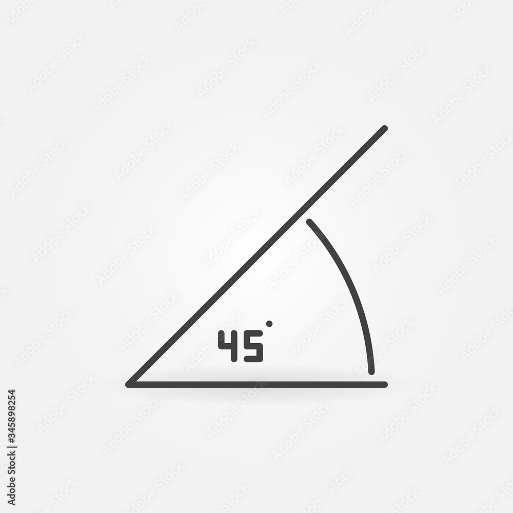 45 degrees angle vector concept icon or symbol in thin line style Stock ...