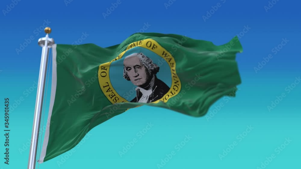 4k Washington State flag;United States America;cloth texture slow ...
