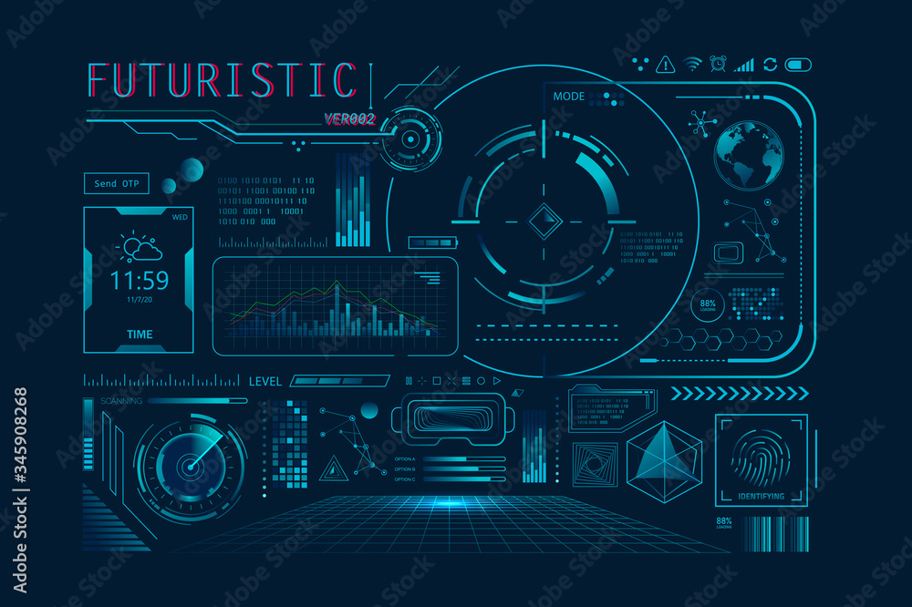 Futuristic HUD Ui for app. User interface HUD and Infographic elements, virtual graphic ...