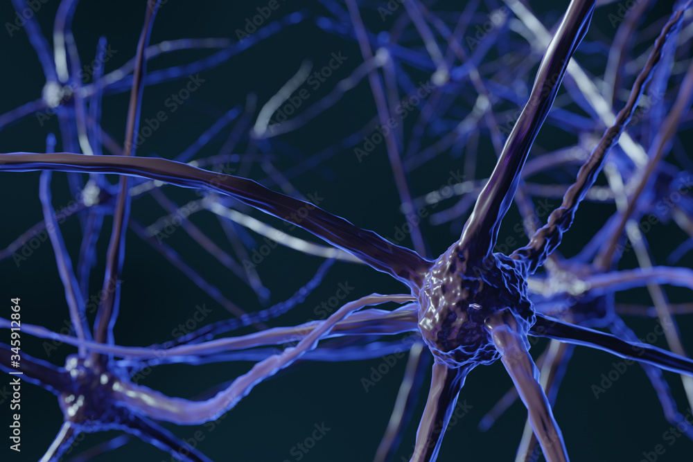 Abstract brain neuron cells with link knots. Synapse and neuron cells ...