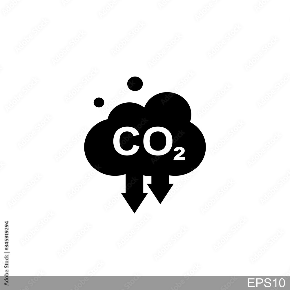 Co2 Carbon Dioxide Emissions Icon On White Background Vector Illustration Stock Vector Adobe