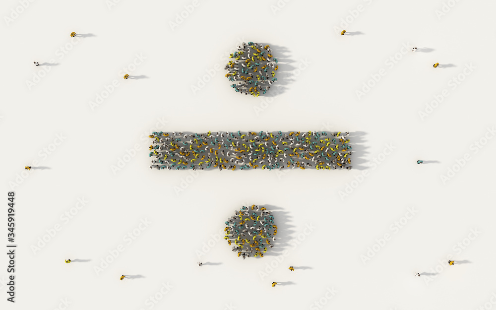 Large group of people forming Division symbol in social media and ...