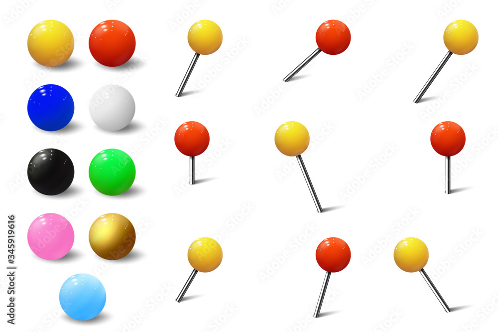 Colored various pushpins, map tacks and pins Stock Vector | Adobe Stock Colored various pushpins, map tacks and pins Stock Vector | Adobe Stock