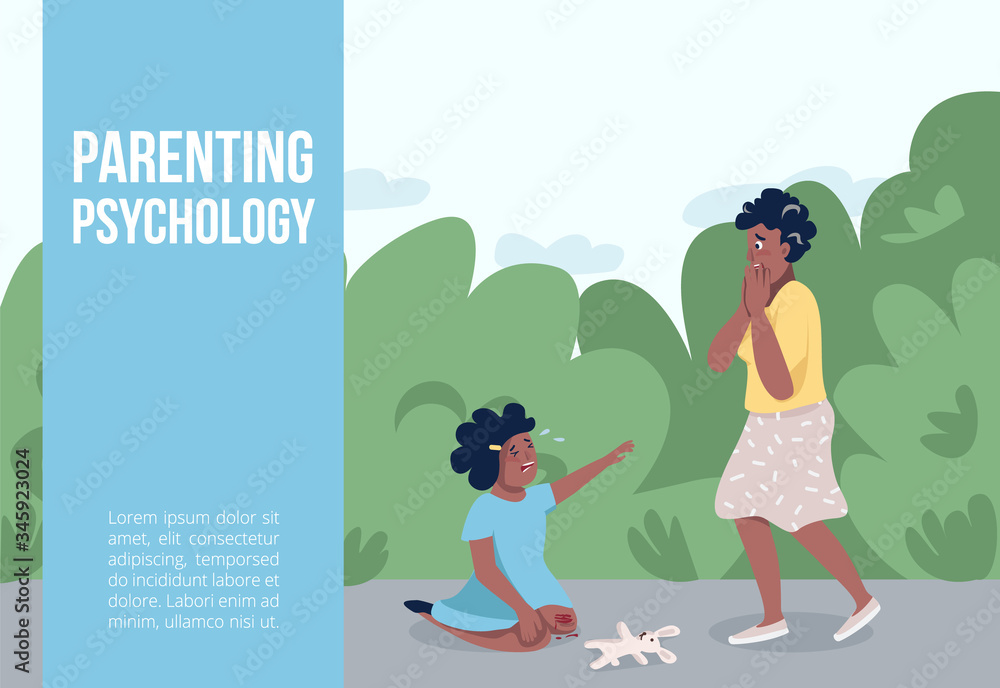 Parenting psychology banner flat vector template. Parenthood stress ...