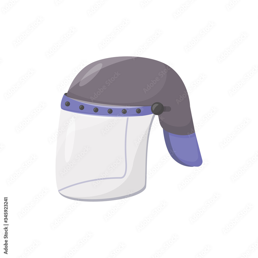 Helmet with face shield cartoon vector illustration. Military outfit ...