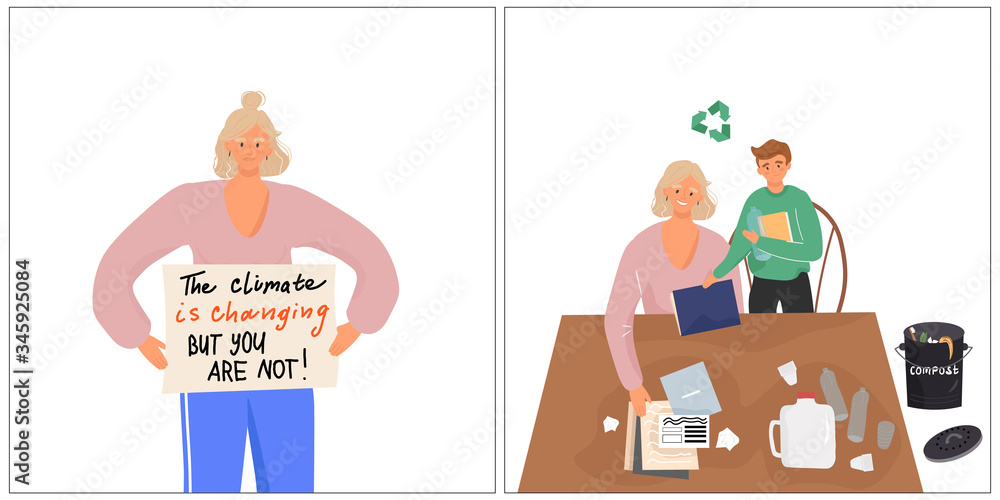 International climate day. Set of vector flat illustrations about ...