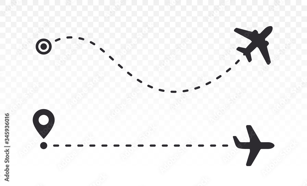 Airplane line path. Plane taking off. Flight of the aircraft. Route ...