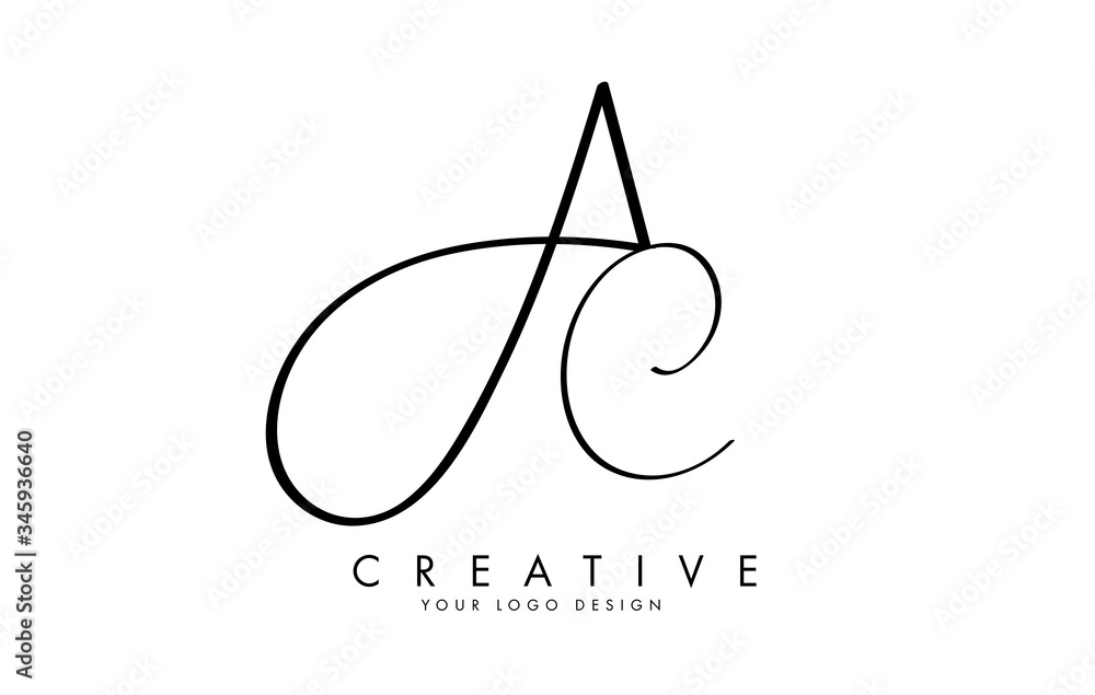 Handwritten AC A C Letters Logo Design Vector. Stock Vector | Adobe Stock