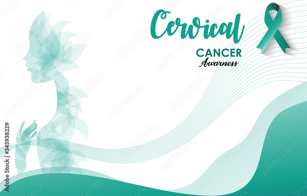 Cervical Cancer Awareness green paper cut butterfly web banner for ...