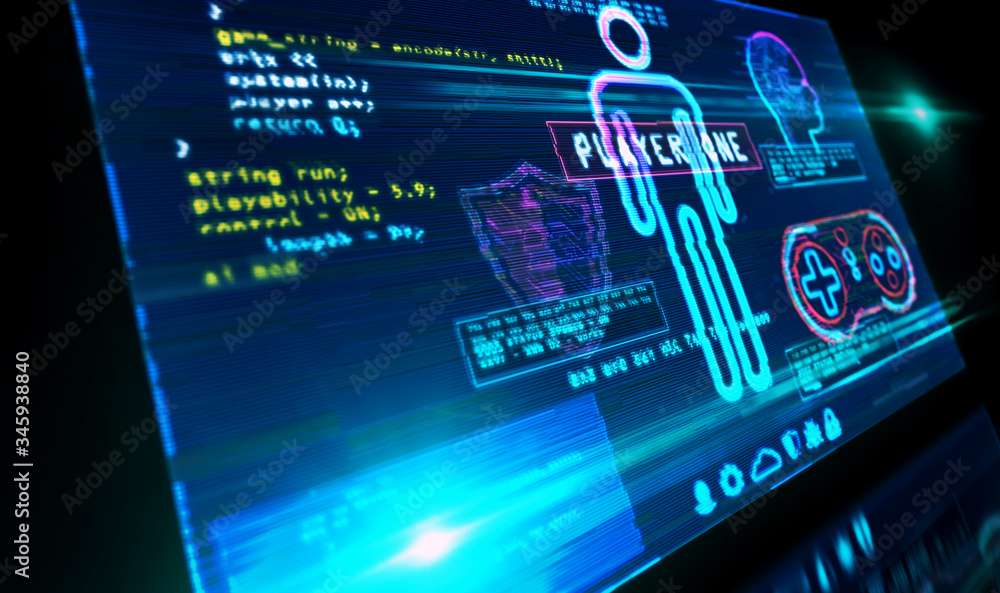 Game creating on screen illustration Stock Illustration | Adobe Stock