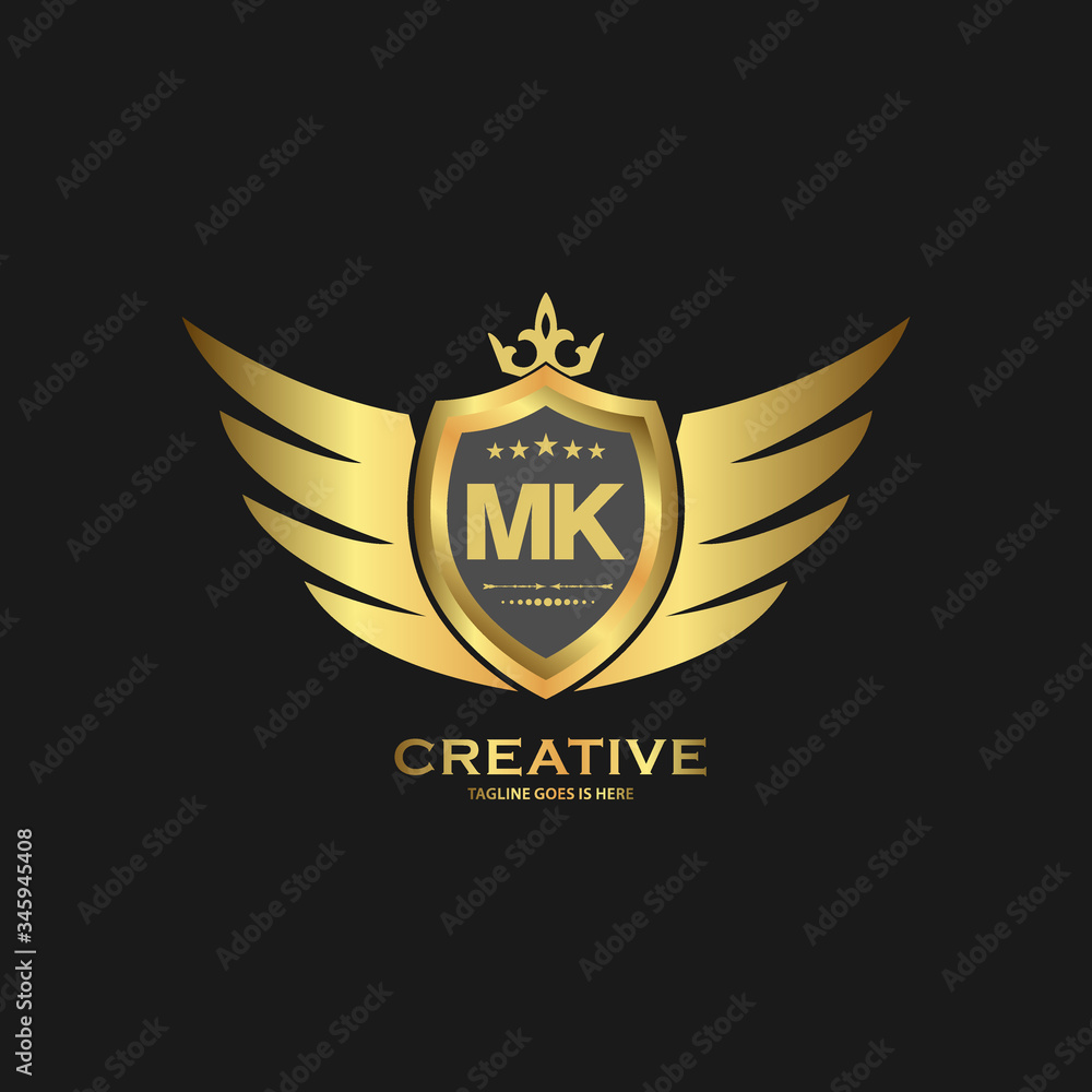 Abstract letter MK shield logo design template. Premium nominal ...