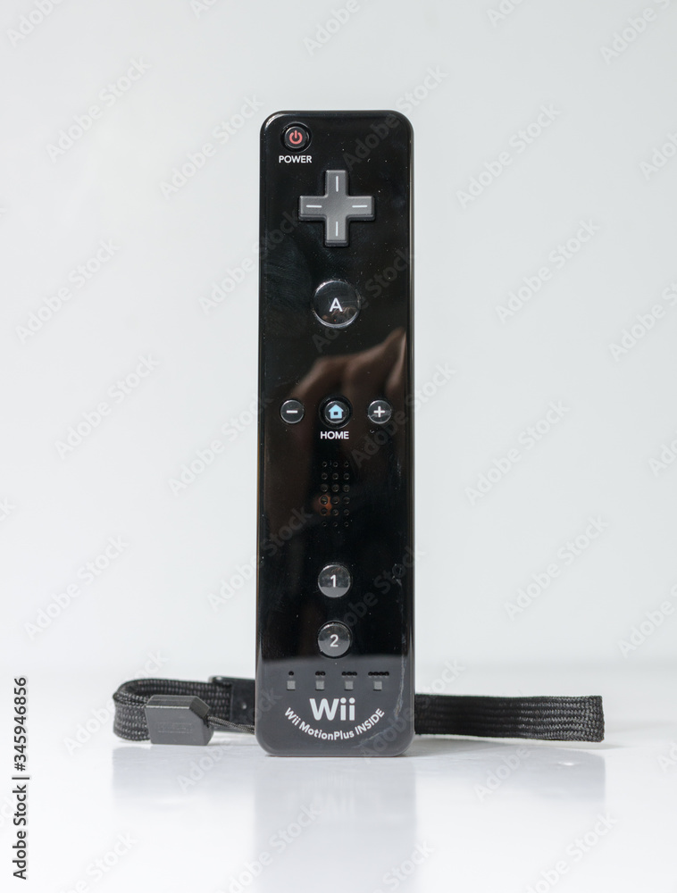 london, england 05/052019 An official black Nintendo wii Controller on ...