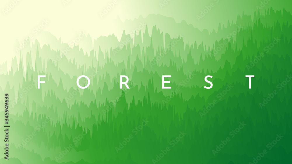 Vector illustration. Minimalist forest. Green color abstraction ...